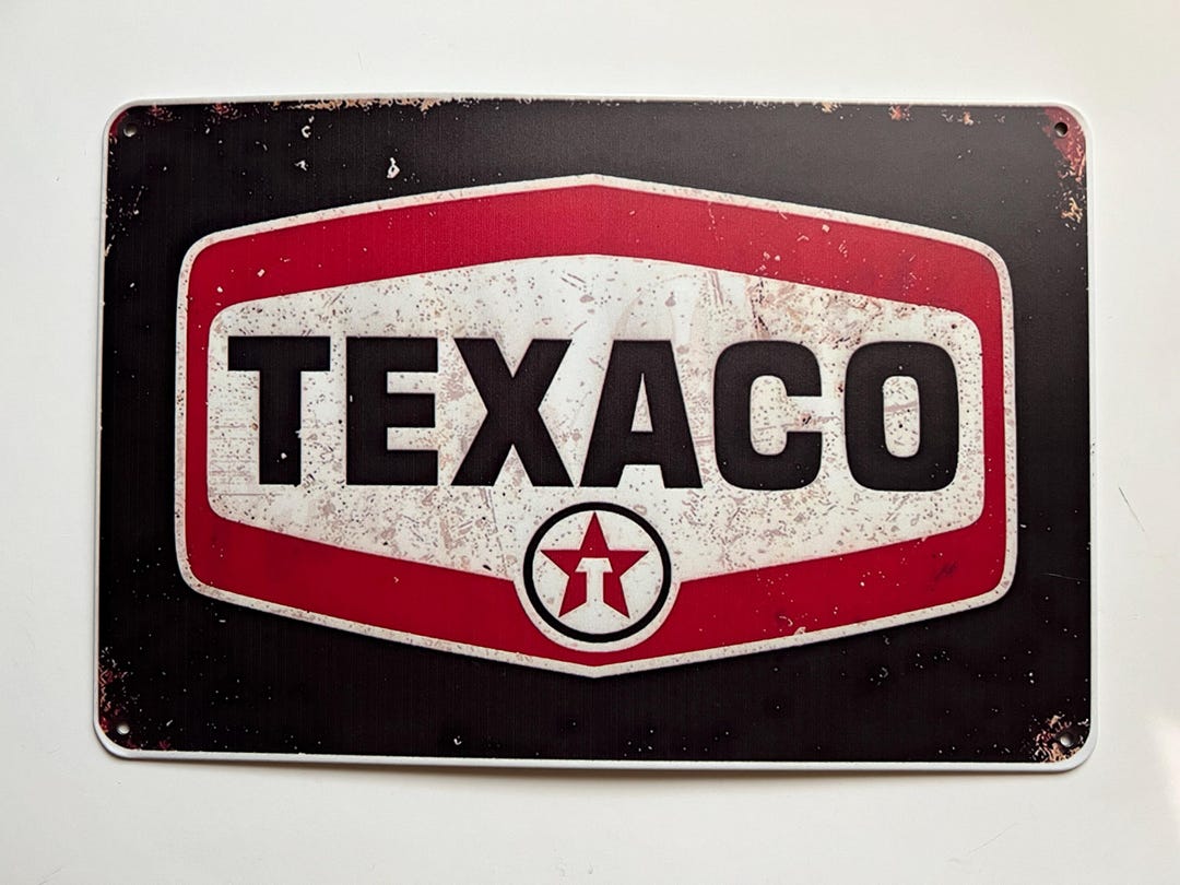 Texaco 11"x7" Rustic Round Metal Sign Man Cave Tin Sign Garage Sign ...