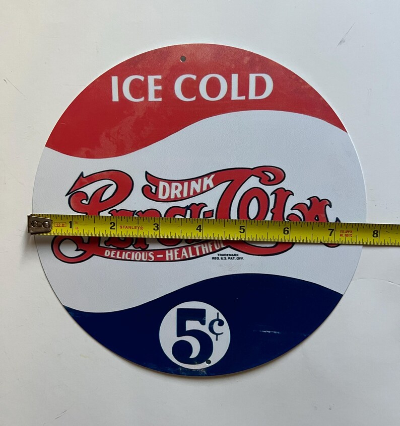 7.5" Round Pepsi Cola Tin Metal Sign Pepsi Decor Garage Wall Decor for ...