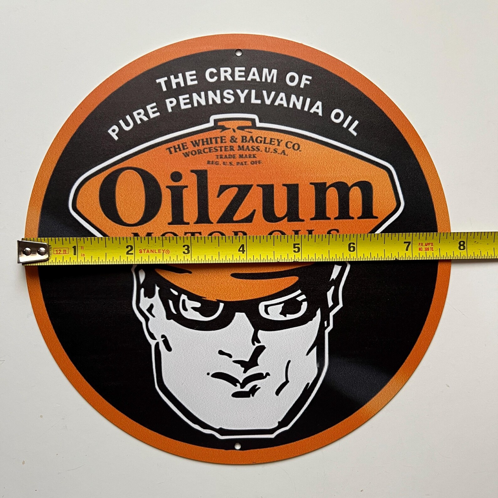 Oilzum Oil 8" Rustic Round Metal Sign Tin Sign Garage Sign Gifts for ...