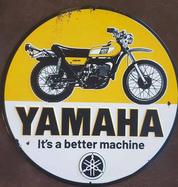 Yellow & White Yamaha Circle Metal Sign Mancave Embossed - Etsy