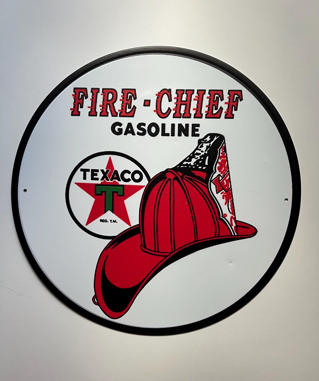 Texaco 12" Rustic Round Metal Sign Man Cave Tin Sign Garage Sign Gifts ...