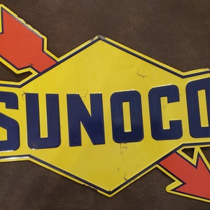 Sunoco Gasoline Metal Sign Motor Oil Gas Station Mancave Decor Tin Sign ...