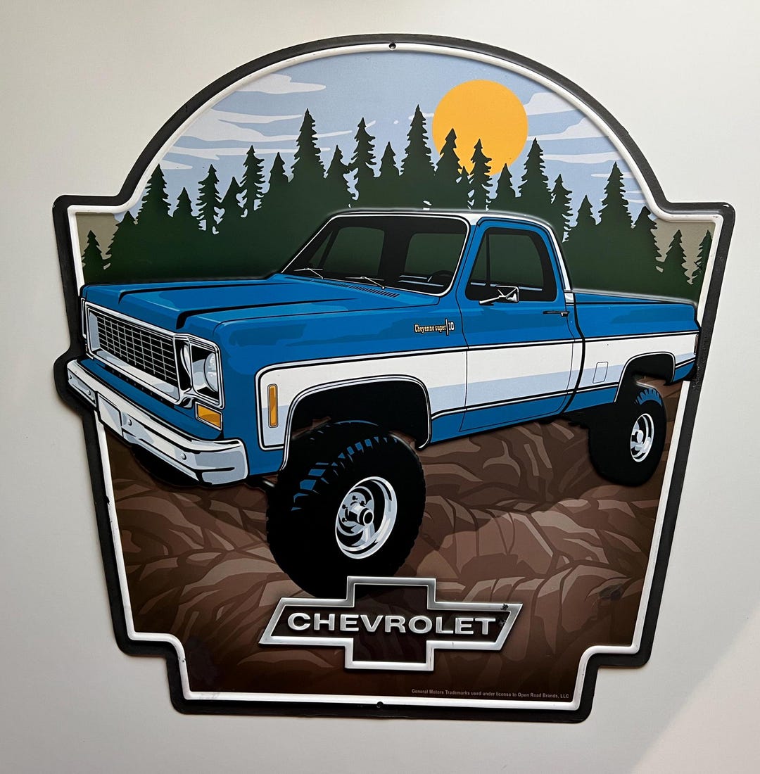 Chevrolet Cheyenne Super 10 Truck Metal Embossed Sign Man Cave Garage ...