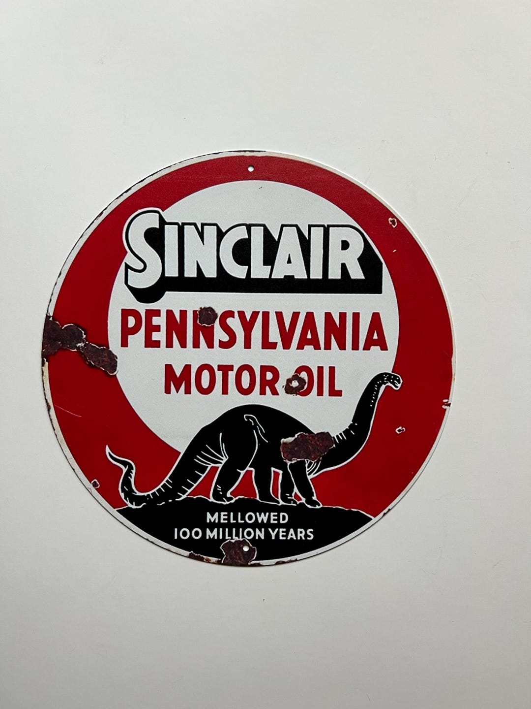 8" Dino Sinclair Gasoline Sign Opaline Motor Oil Gas Station Mancave ...