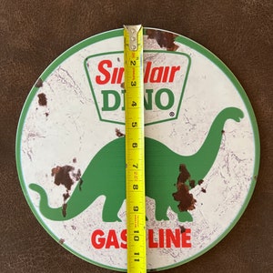 Dino Sinclair Gasoline Tin Metal Sign Motor Oil Gas Station Mancave ...