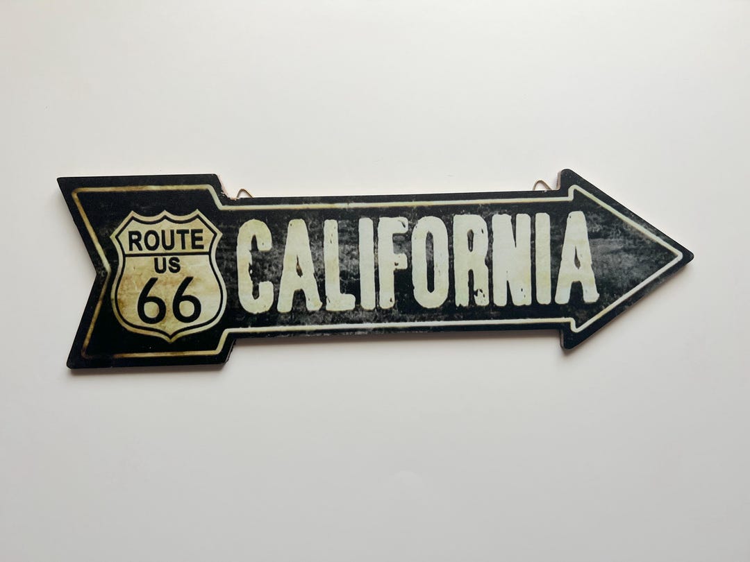 California Arrow Route 66 Wood Road Sign Vintage Decor Wall Decor for ...