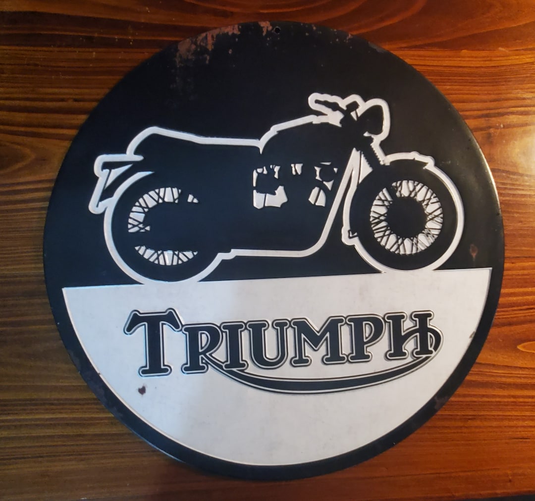 Triumph Motorcycle Metal Sign Motor Oil Gas Station Mancave Decor Tin ...