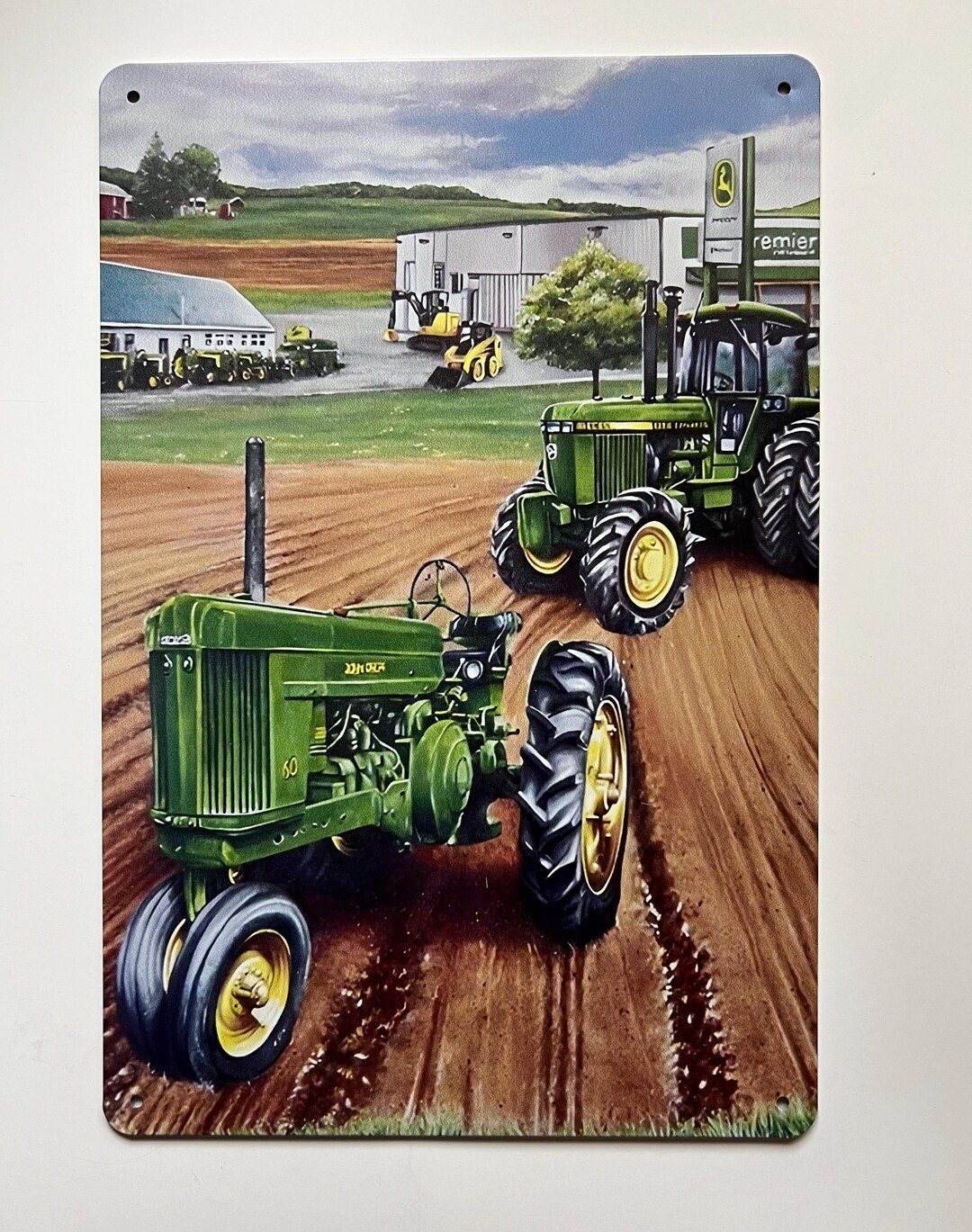 Green Tractor Poster Tin Metal Sign Farm Art Wall Decor for Farmhouse ...