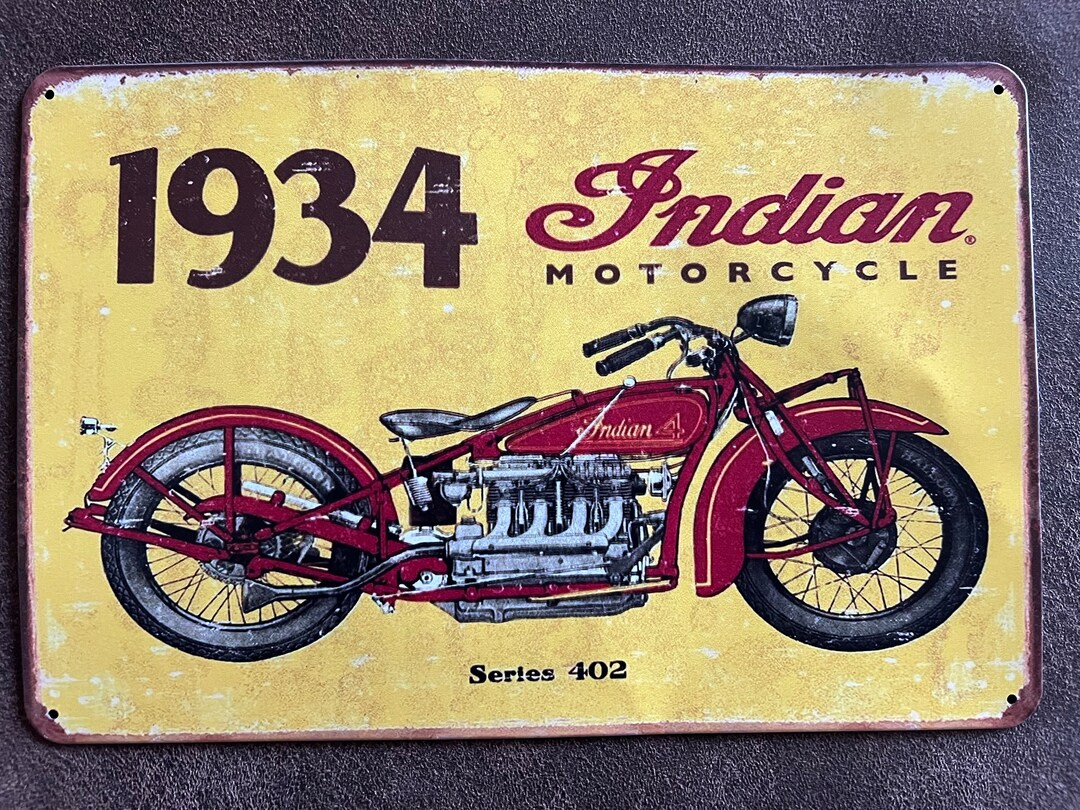 Indian Motorcycle 11"x7" Rustic Metal Sign Man Cave Tin Sign Garage ...