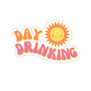 Day Drinking Sticker, Summer Decal, Alcohol Sticker, Retro Summer ...