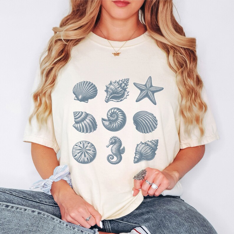 Seashells Tshirt Comfort Colors Vintage Shells Tshirt Cottagecore Shirt ...