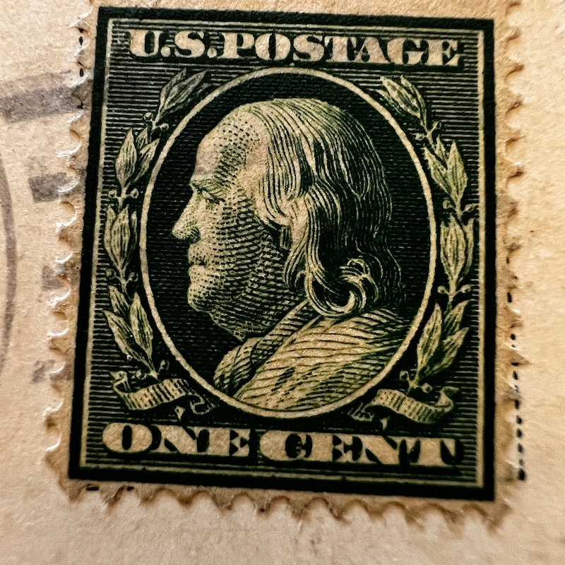 Franklin One Cent Stamp Green - Etsy