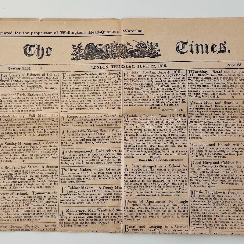 Antique Newspaper - Etsy