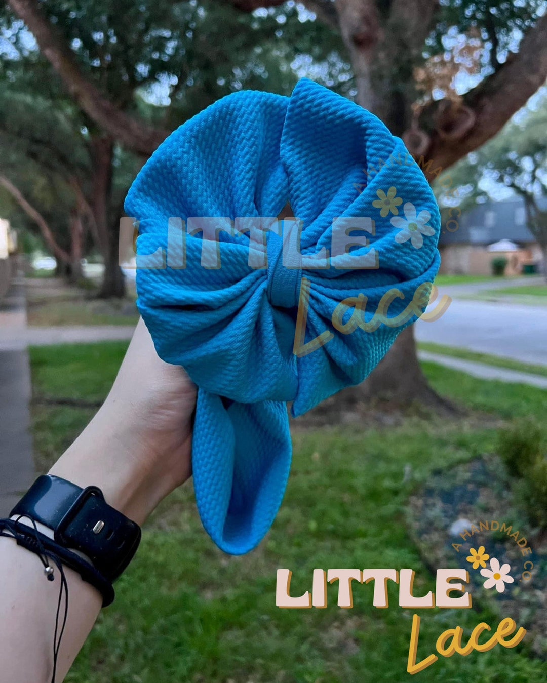 Neon Blue Messy Wrap Headband, Baby Headwrap, Toddler Hair Bow, Newborn ...