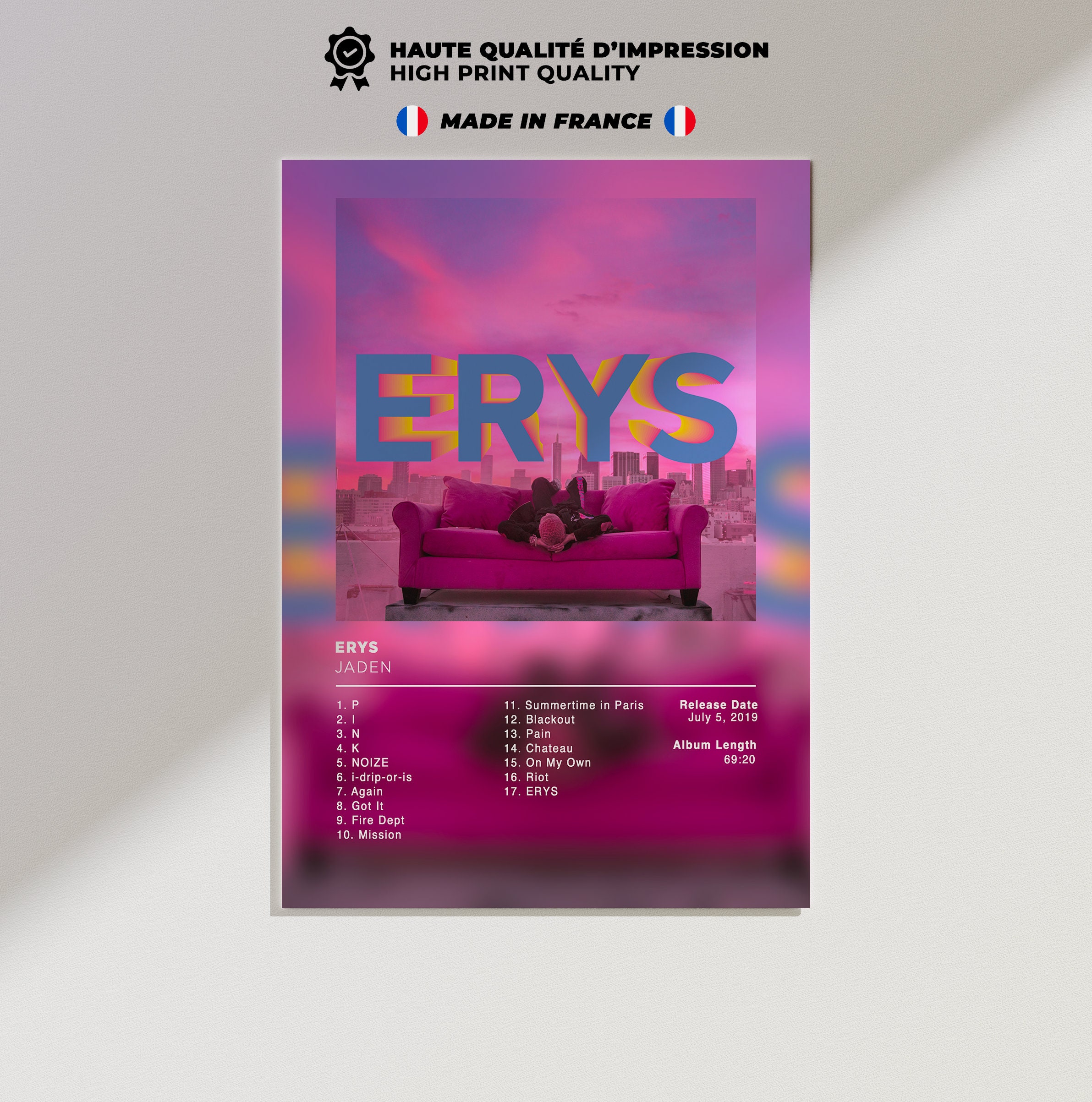 Album Poster ERYS by Jaden Rap Posters Album Cover Album - Etsy Hong Kong