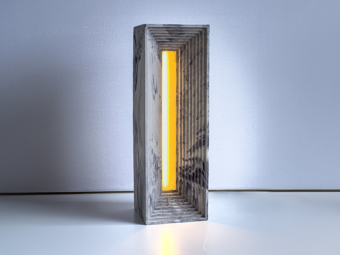 Marbled Concrete Table Lamp / Personalized / Cement LED Night Light ...