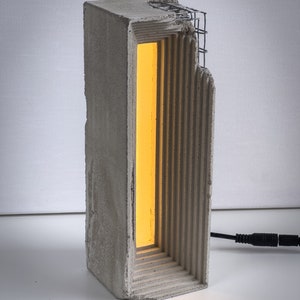 Concrete Industrial LED Desk Lamp: Rustic Loft Decor, Custom Engraving ...