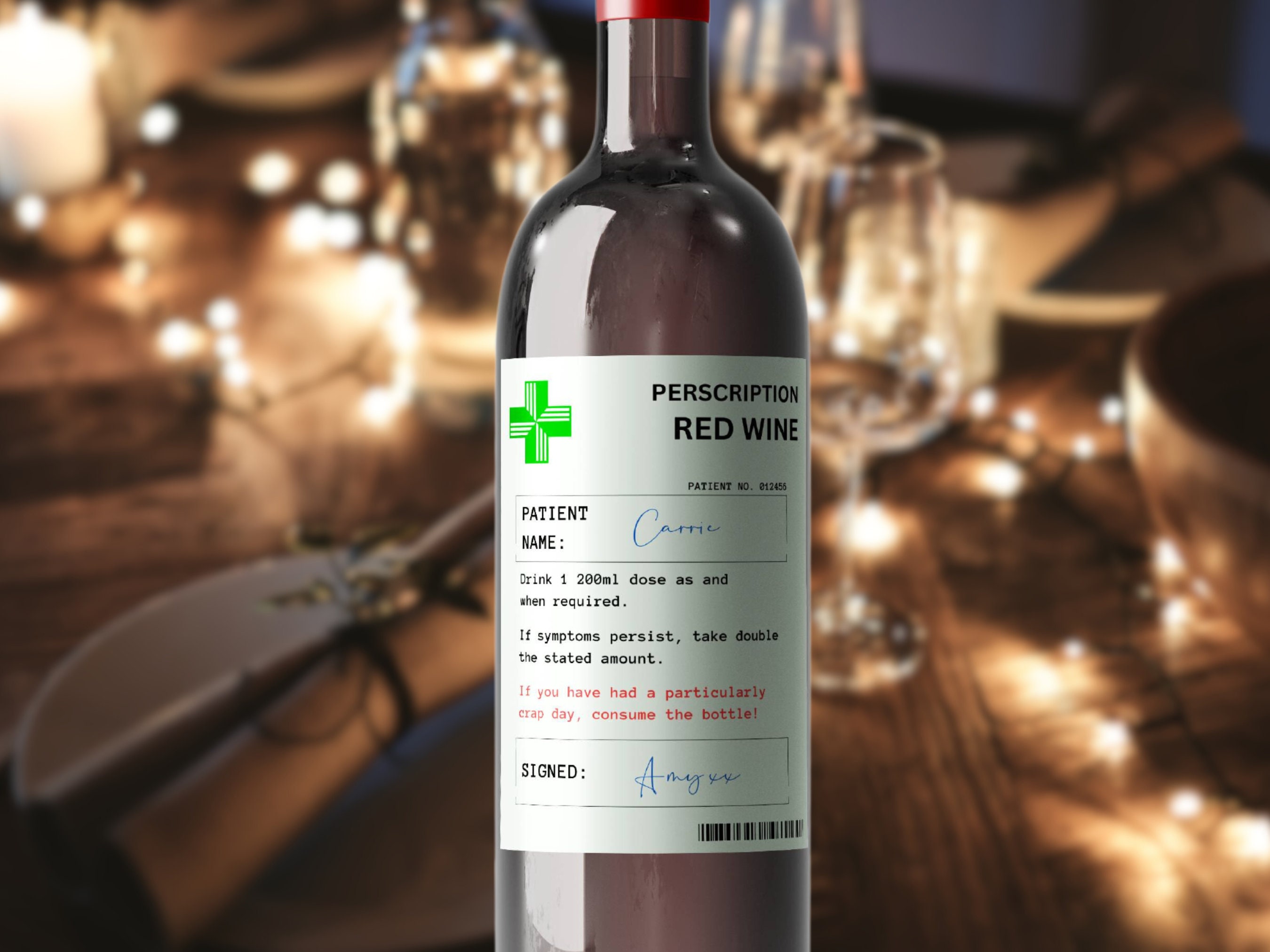 Editable Prescription Wine Label DIY Wine Template Teacher Gift Wine ...