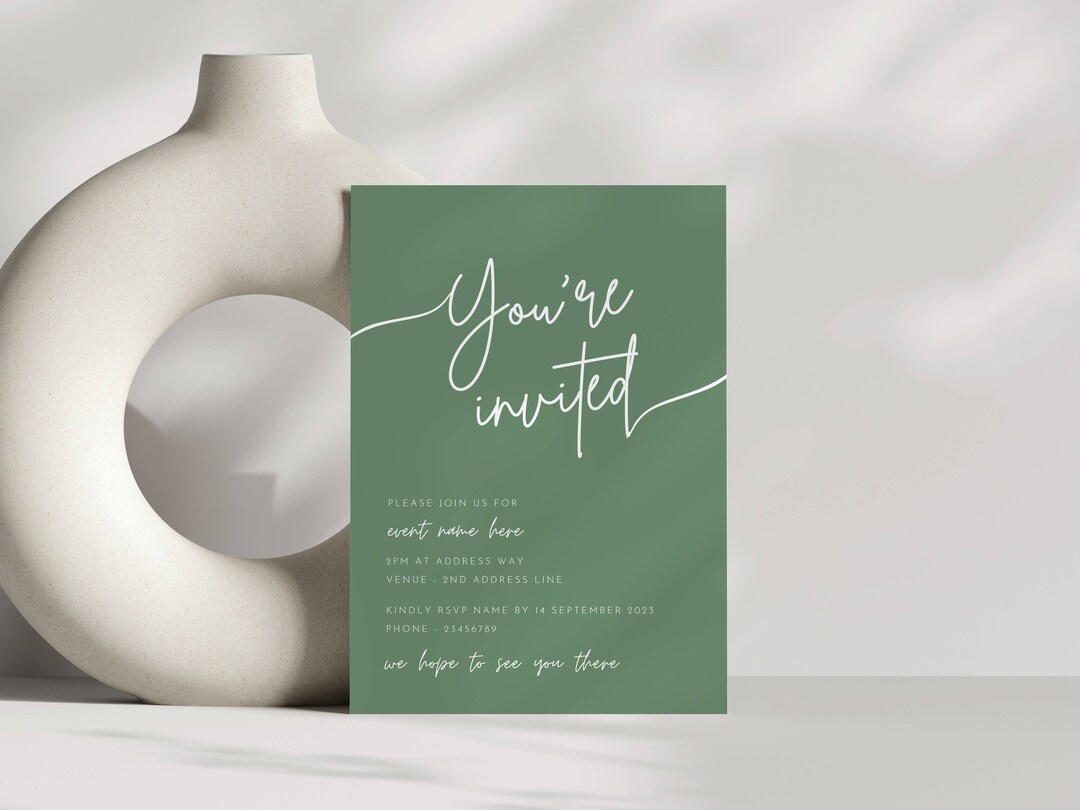 Special Event Invitation Template Minimalist Sage Green Editable ...