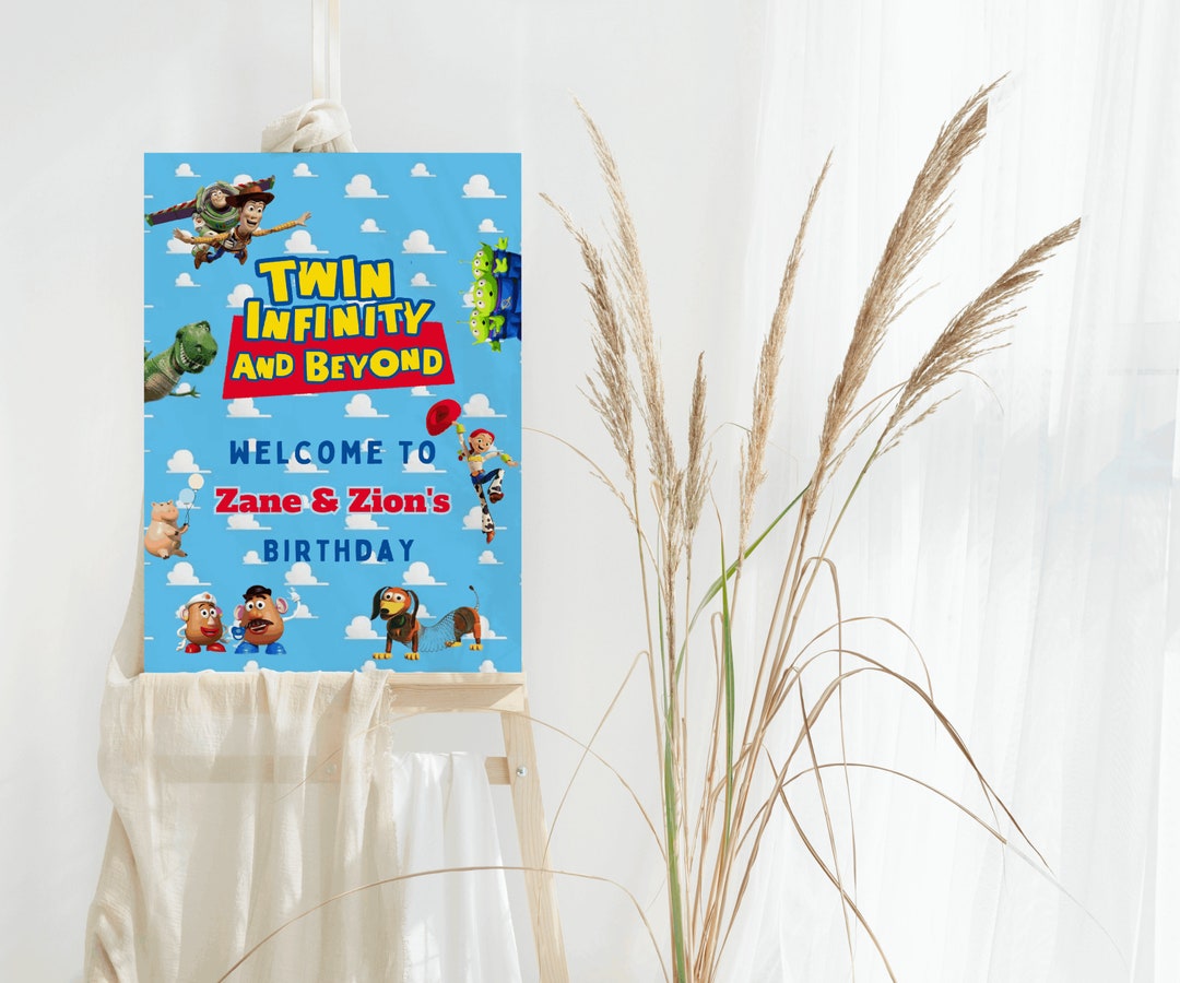 Twin Infinity Welcome Sign Editable A1 Toy Story Poster Twins Birthday Customisable Toy Story ...
