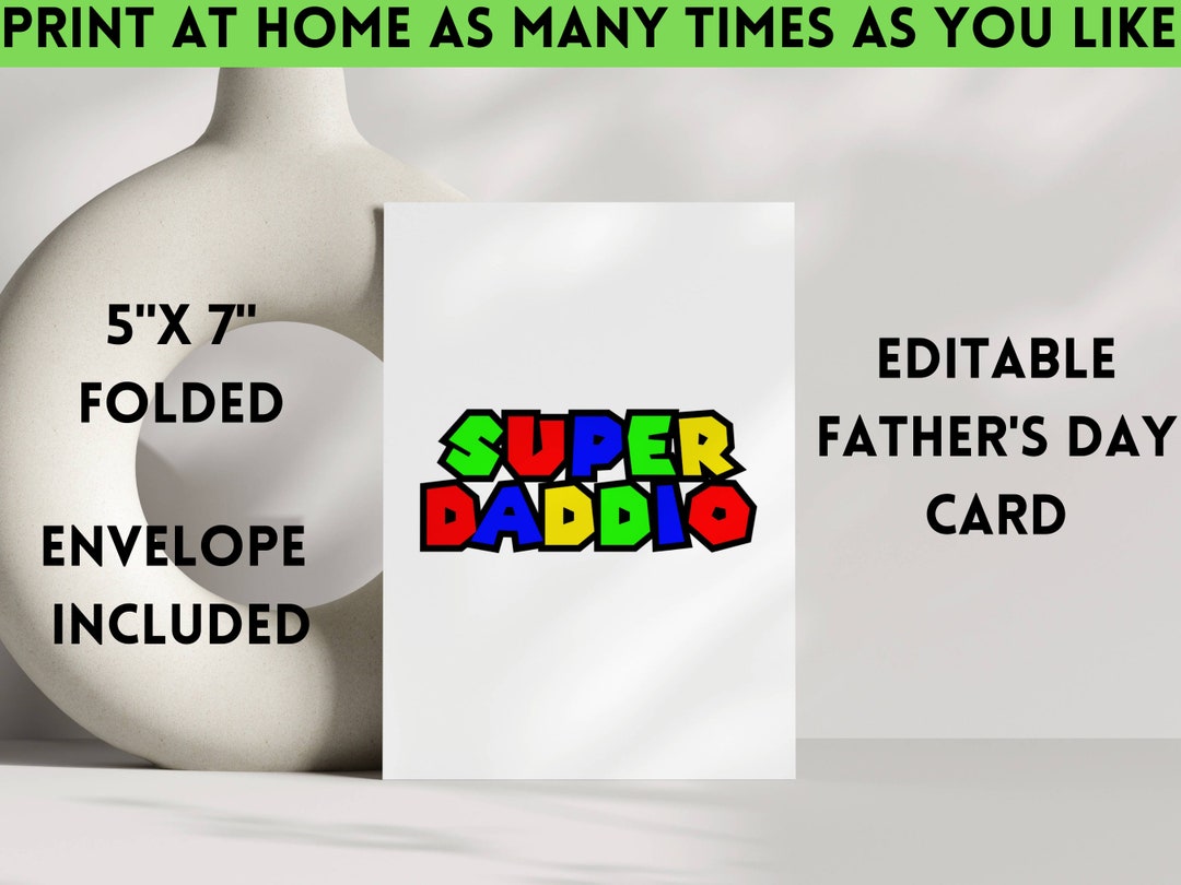 Father's Day Card Editable Minimalist Super Daddio Greeting Card ...