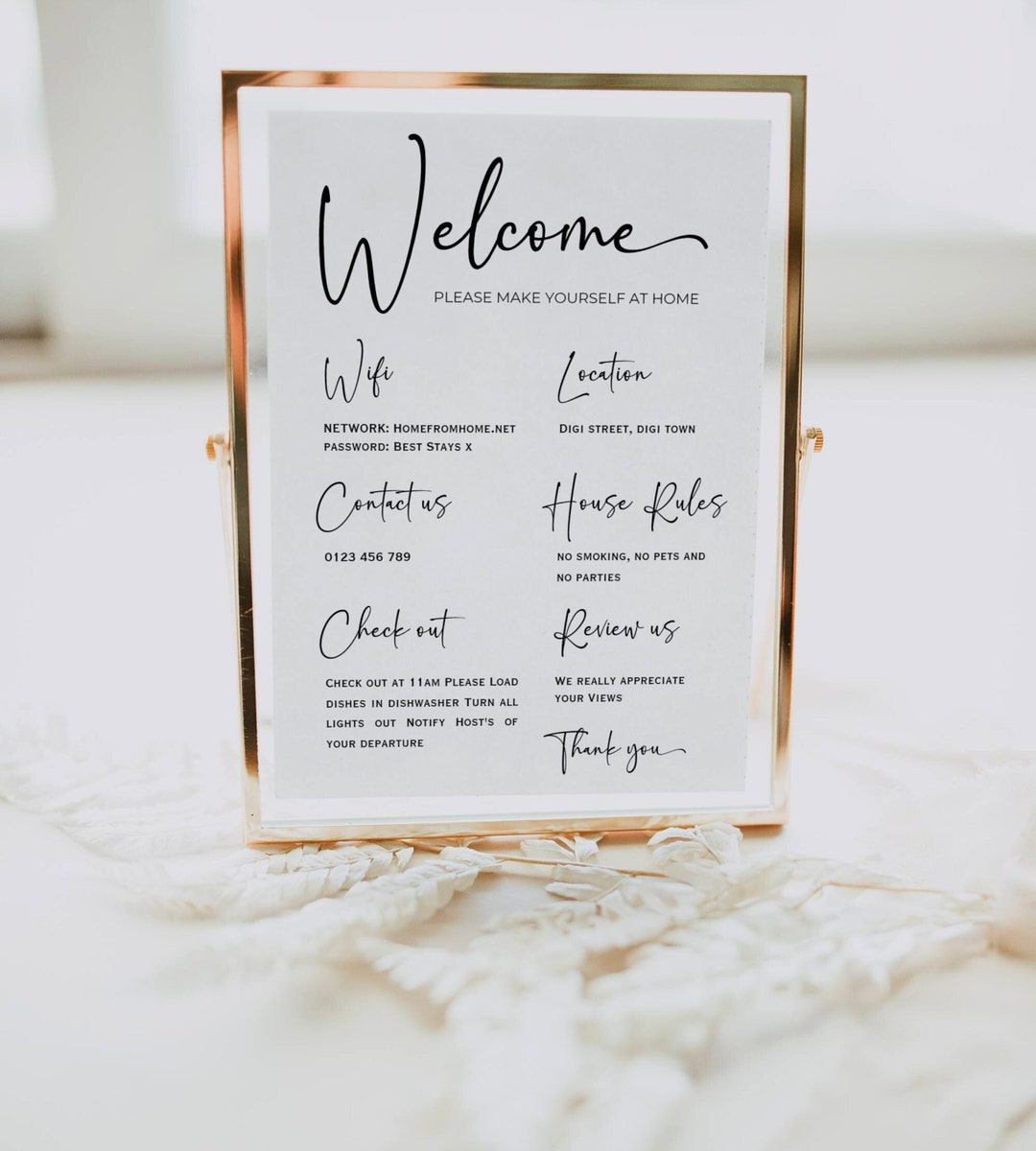 Air Bnb Welcome Sign Template Printable Hotel Poster - Etsy