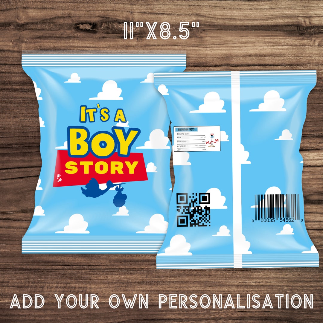 It's a Boy Story Chip Bag Template Crisp Packet Boy Story Baby Shower ...