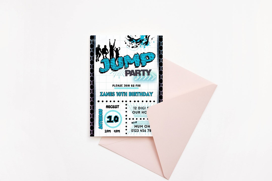 Birthday Invitation Template Jump Birthday Invites Editable Trampoline ...