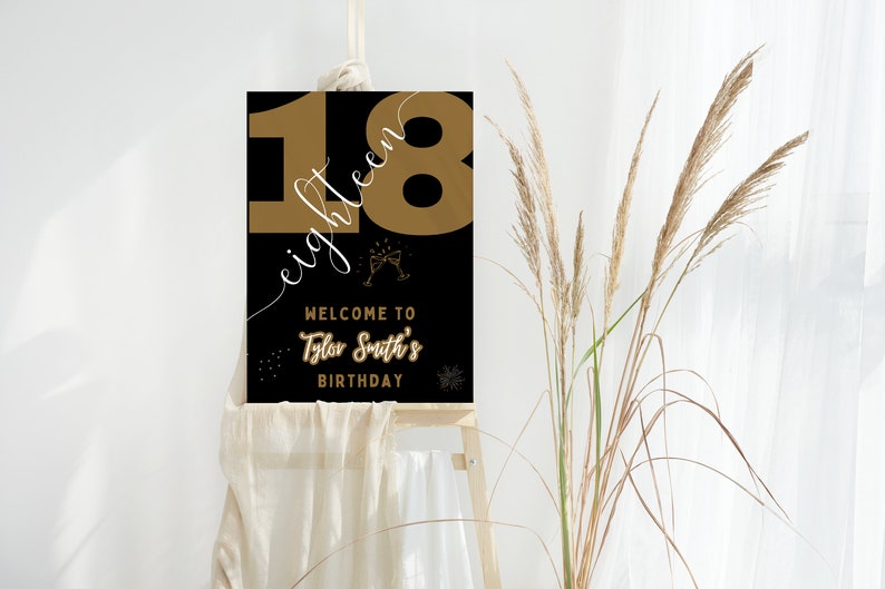 Personalised 18th Birthday Welcome Template Eighteenth Sign Editable A1 ...