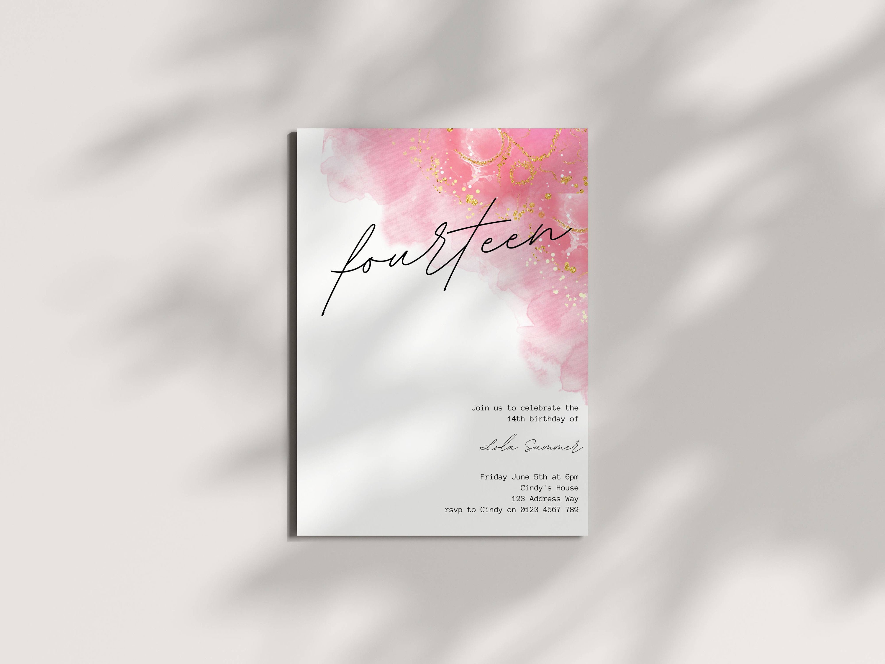 Plantilla de invitación de cumpleaños niñas rosa Invitar - Etsy España