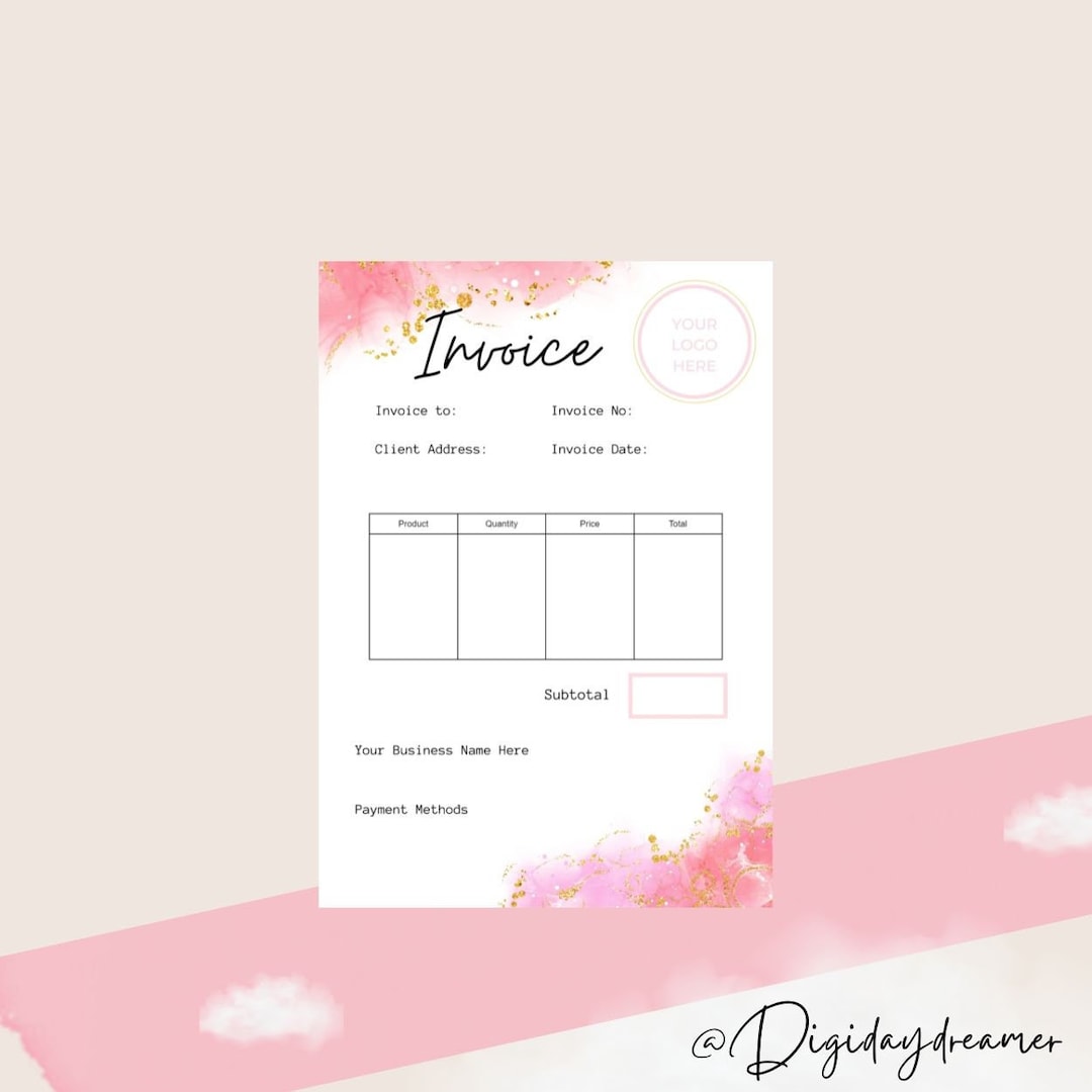 Editable Invoice Instant Download Printable Invoice Editable Template ...