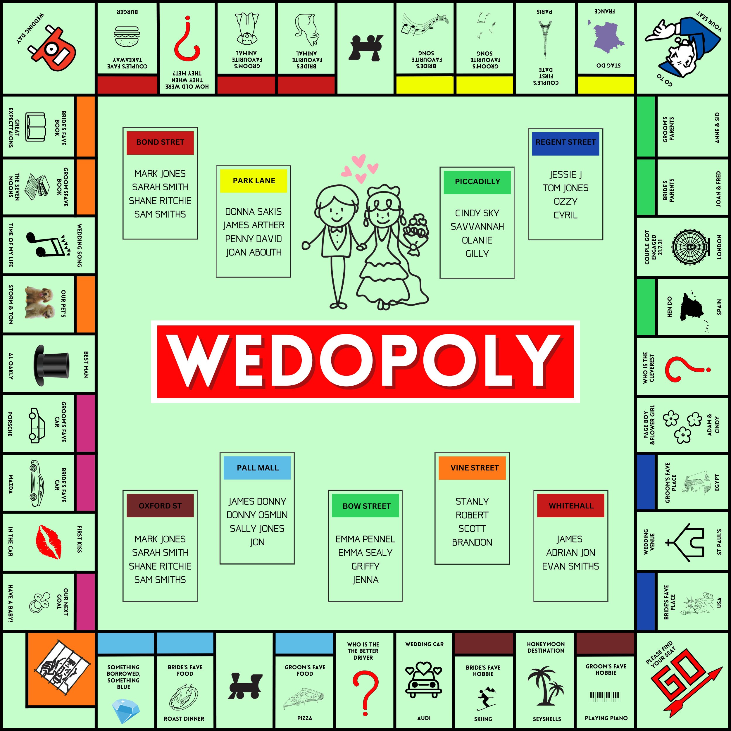 Wedding Board Game Seating Plan Template - Etsy