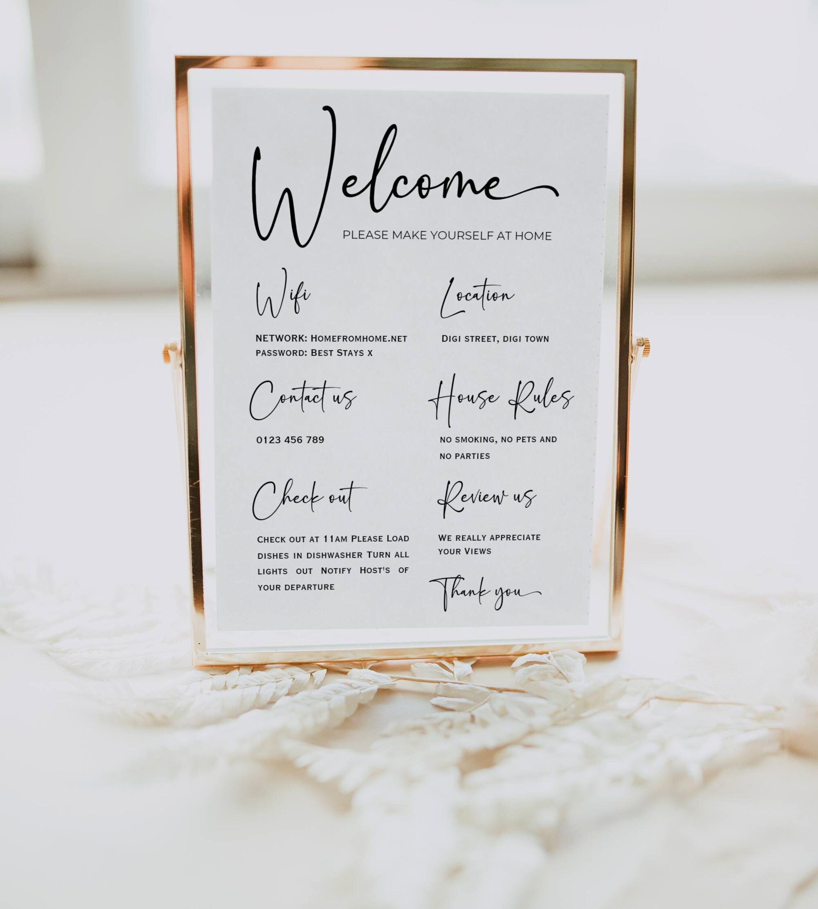 Welcome Air Bnb Editable Sign Guest Arrival Sign Instant Digital ...