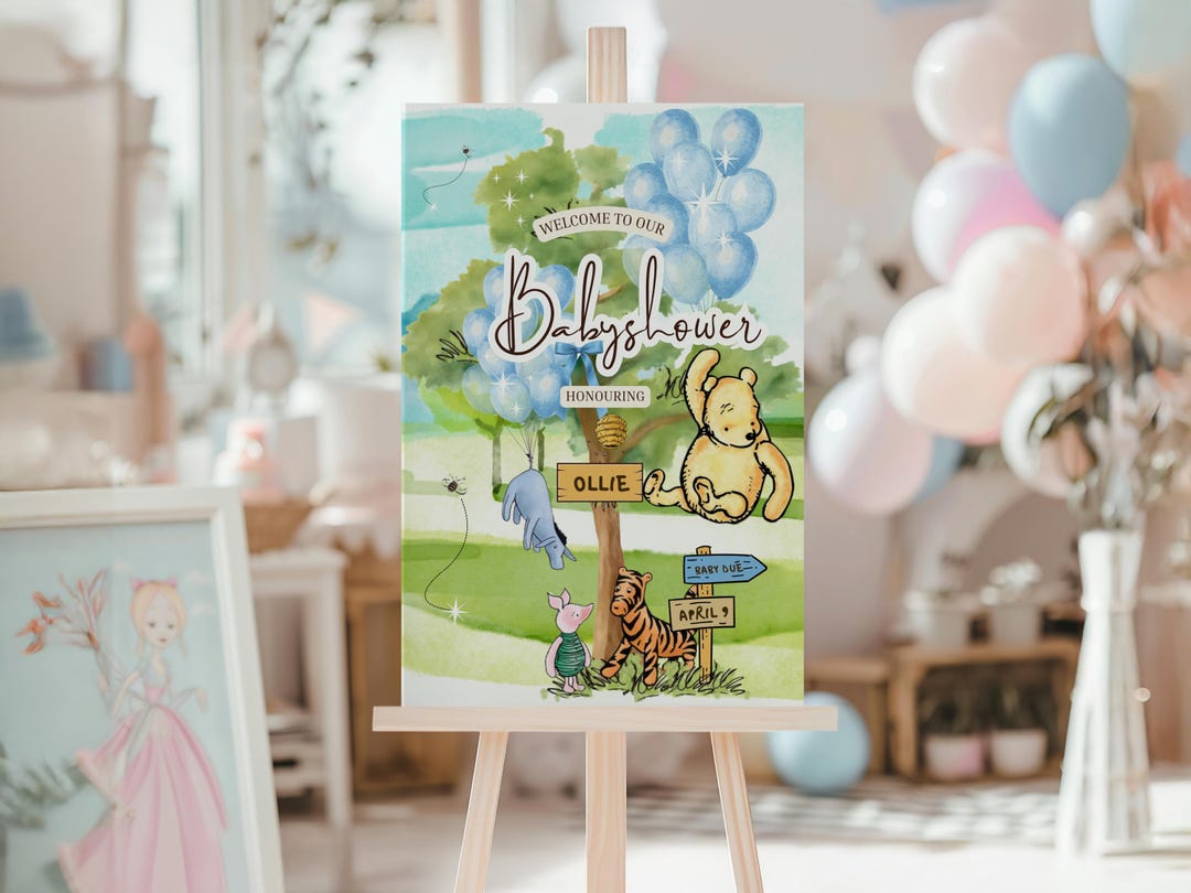 Winnie the Pooh Baby Shower Entrance Sign, Pooh Decor, Storybook Baby ...
