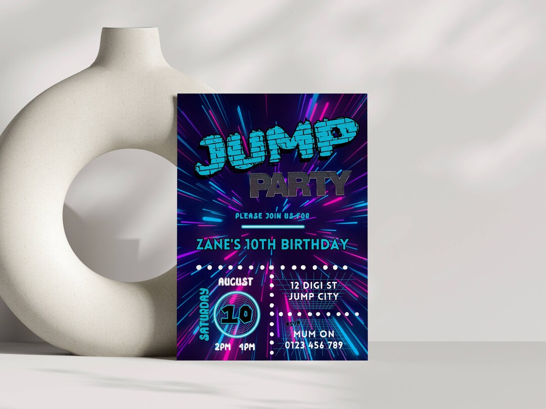 Jump Party Invitation Instant Digital Download Jump Birthday 5x7 Invite ...