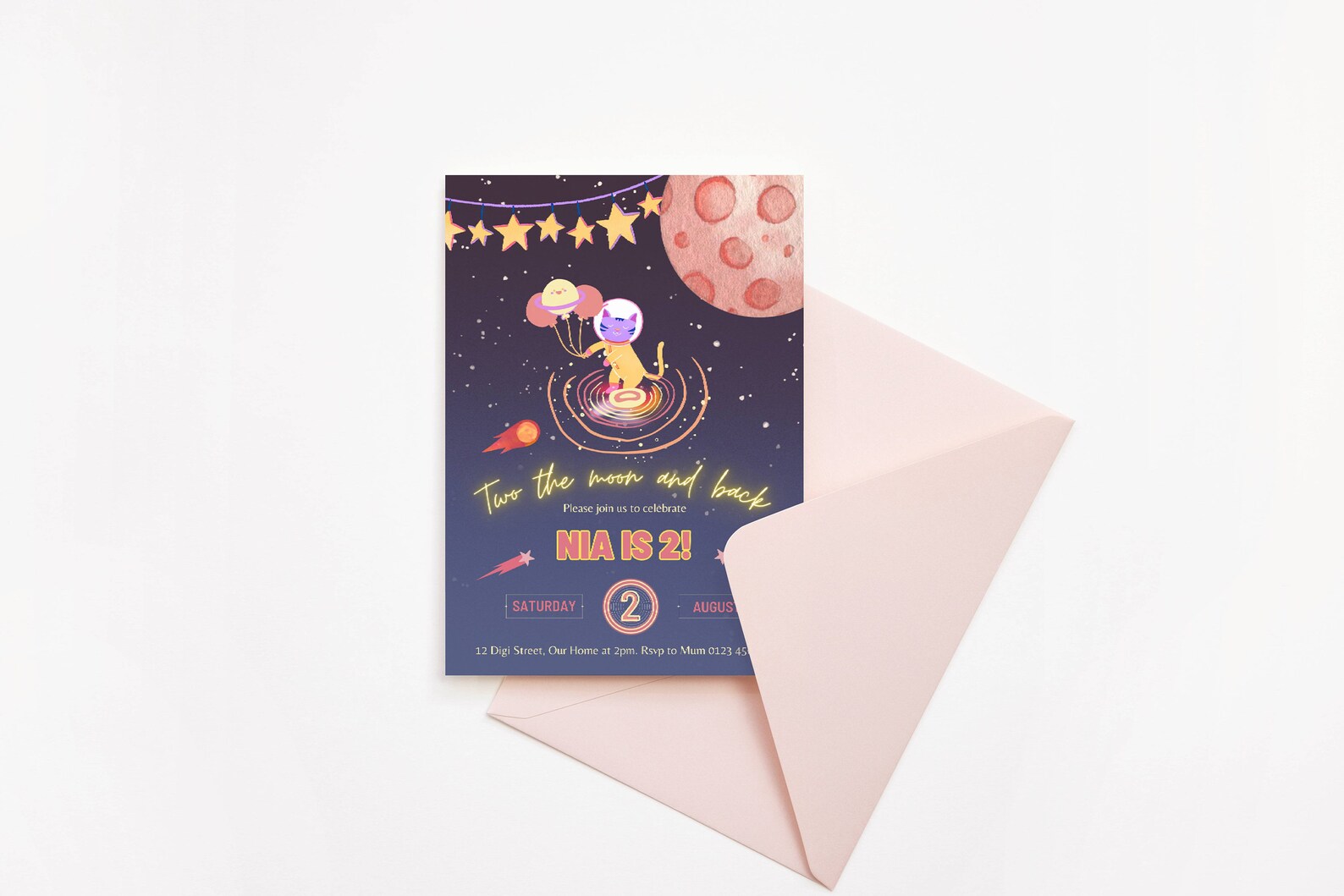 Two the Moon Invitation Space Invite Instant Digital Download Space ...