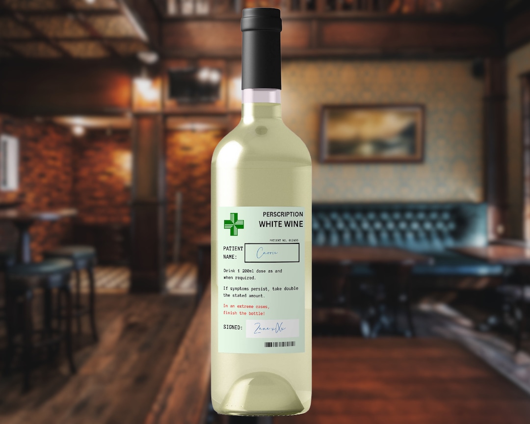 Editable Prescription Wine Bottle Label Template DIY Wine Template ...