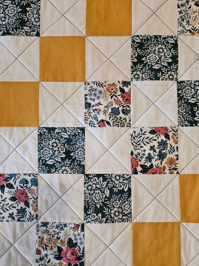 Floral Handmade Quilt Checker Pattern Quilt Baby Girl Quilt Floral ...