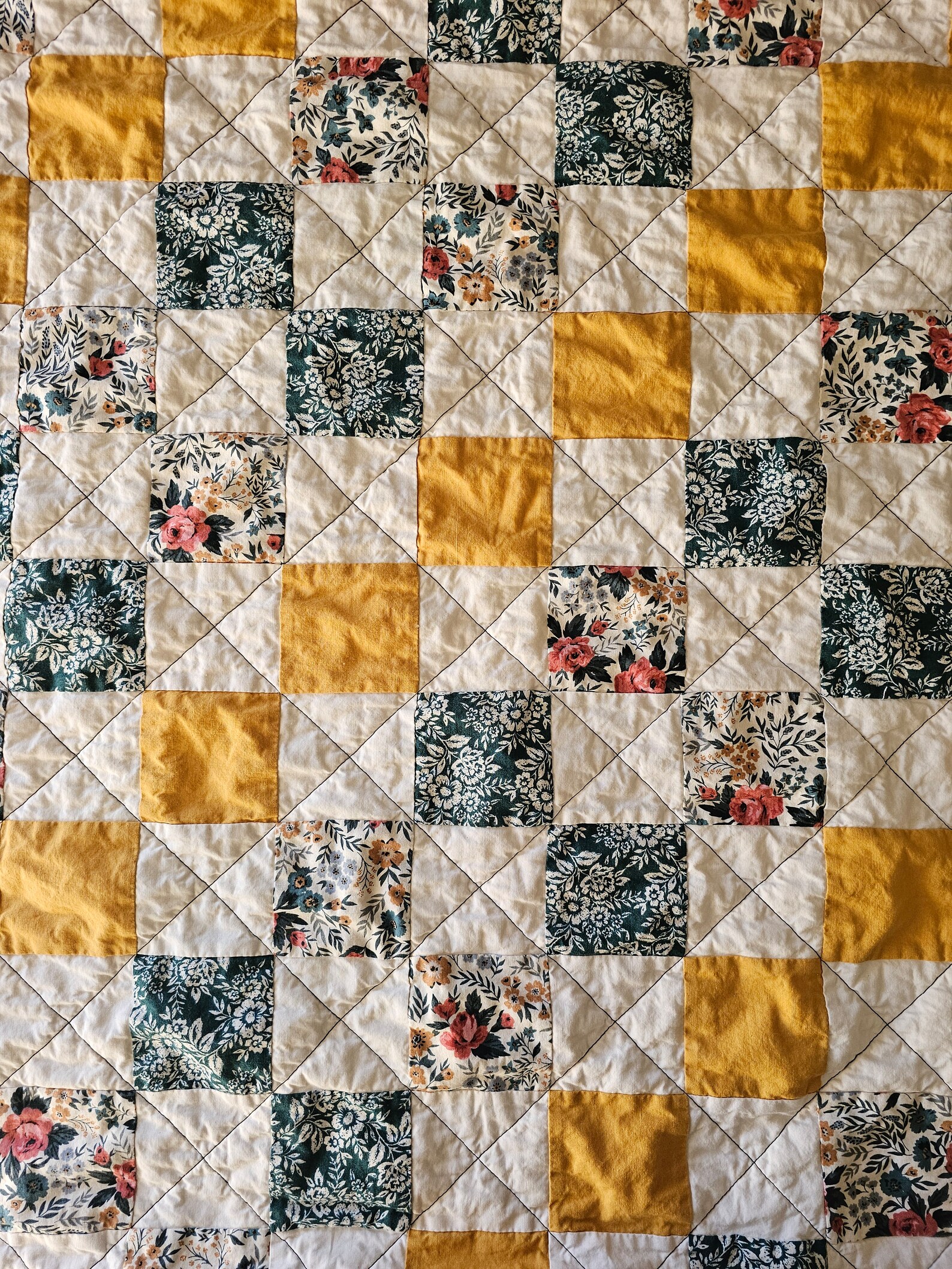 Floral Handmade Quilt Checker Pattern Quilt Baby Girl Quilt Floral ...