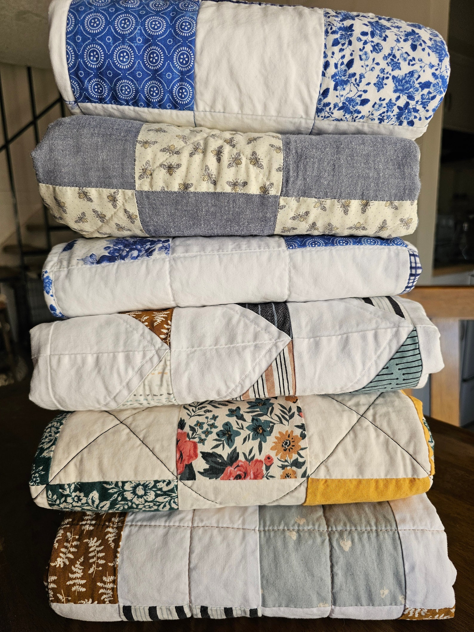 Floral Handmade Quilt Checker Pattern Quilt Baby Girl Quilt Floral ...