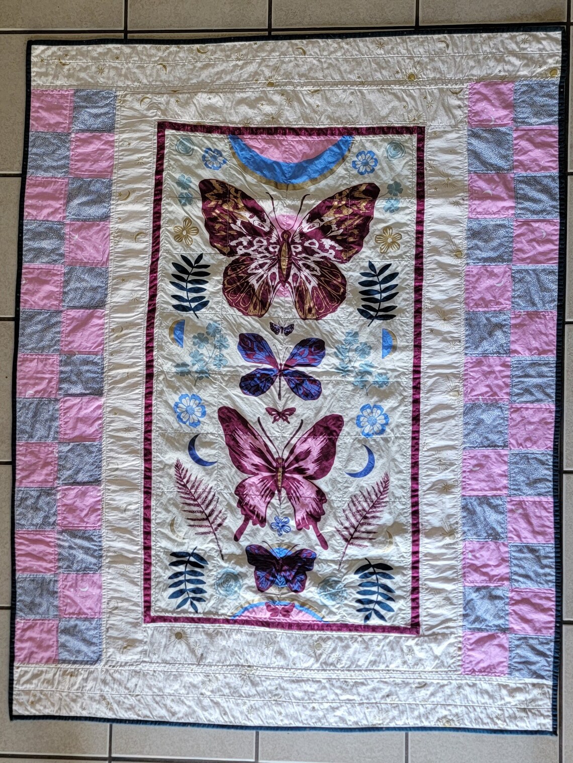 Baby Girl Butterfly Handmade Quilt Sun, Moon & Stars Quilt Modern Baby ...