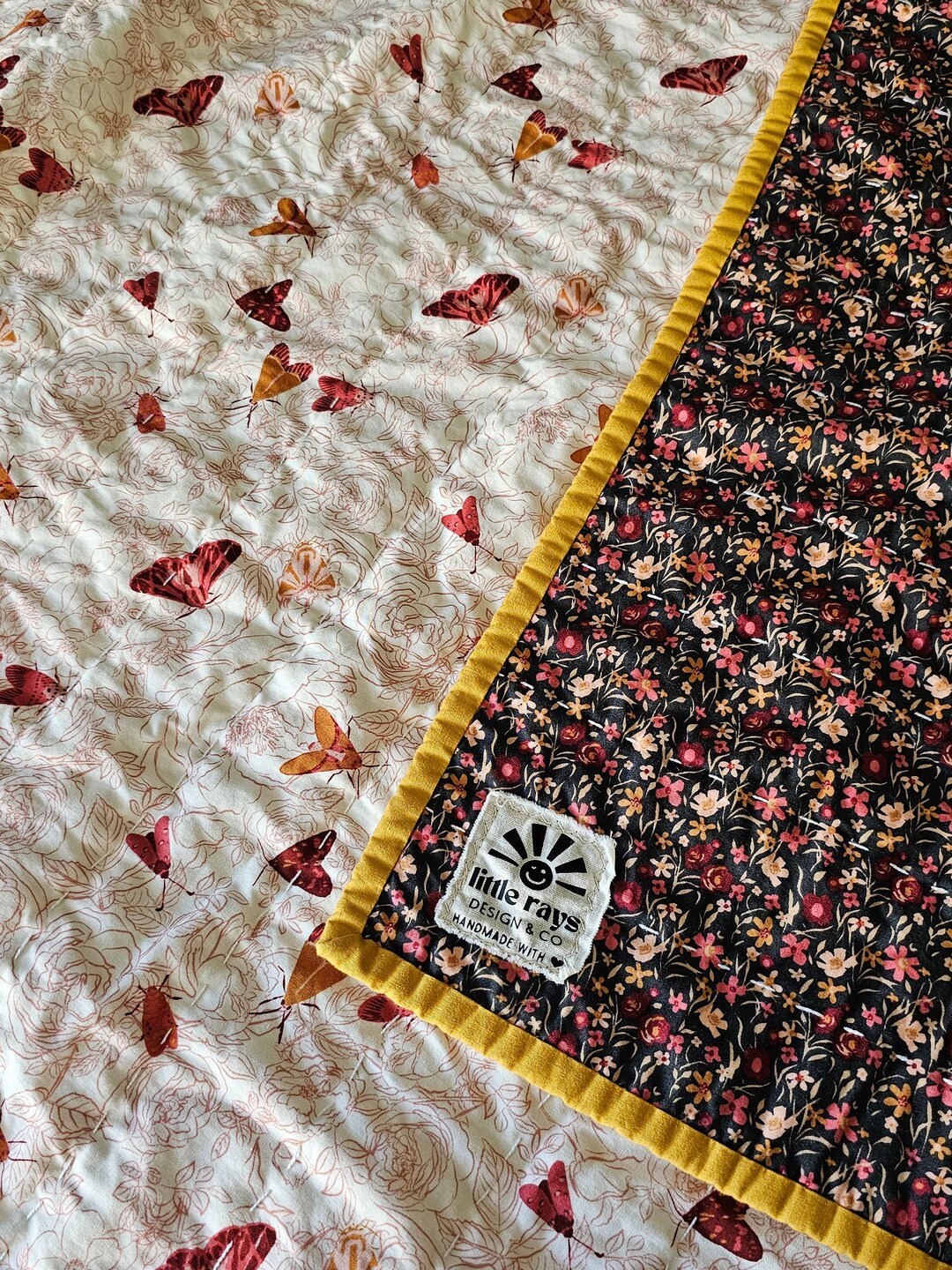 Floral Print Handmade Quilt Moth Print Cottage Core Style Quilt Baby ...
