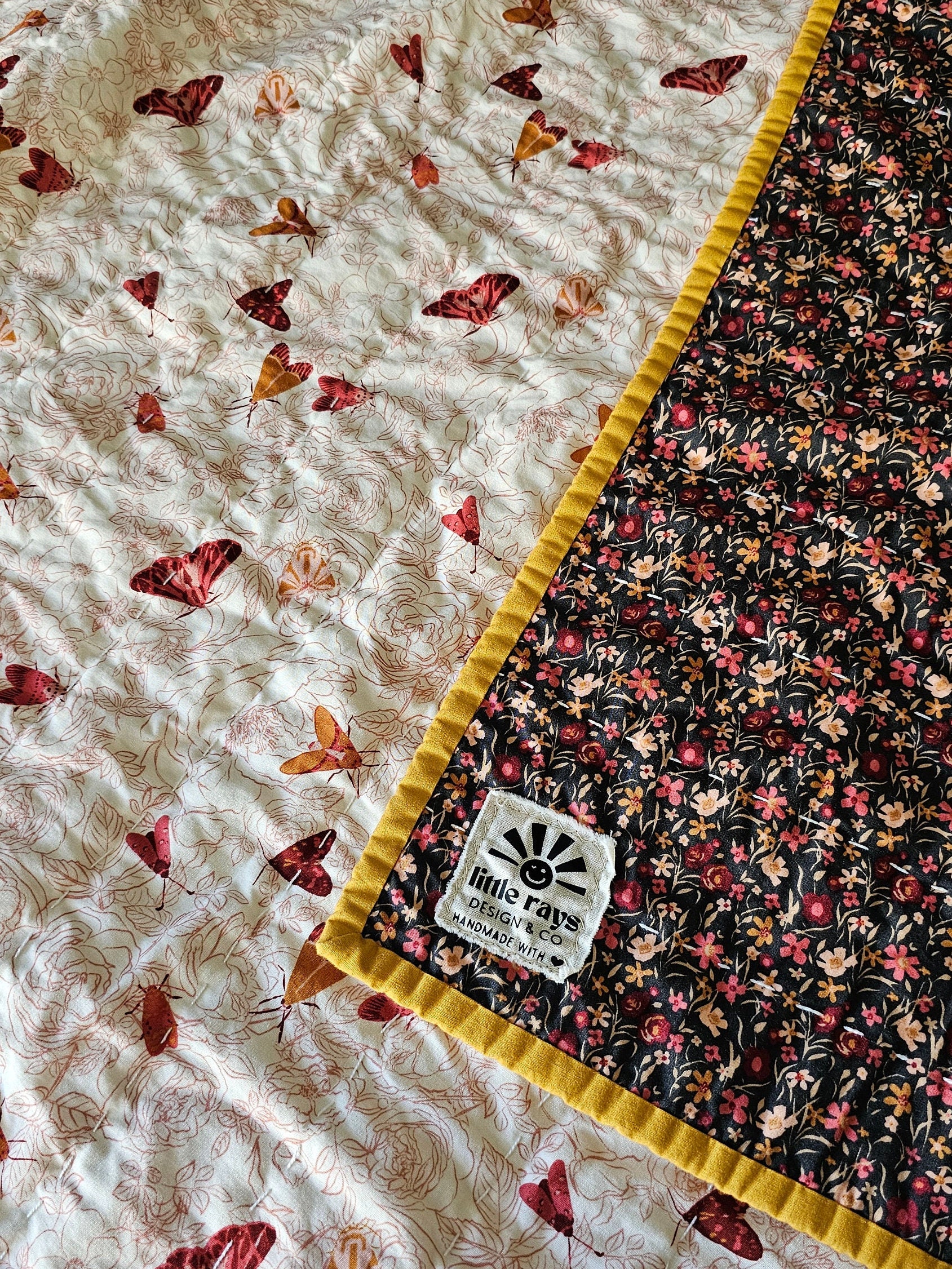 Floral Print Handmade Quilt Moth Print Cottage Core Style Quilt Baby ...