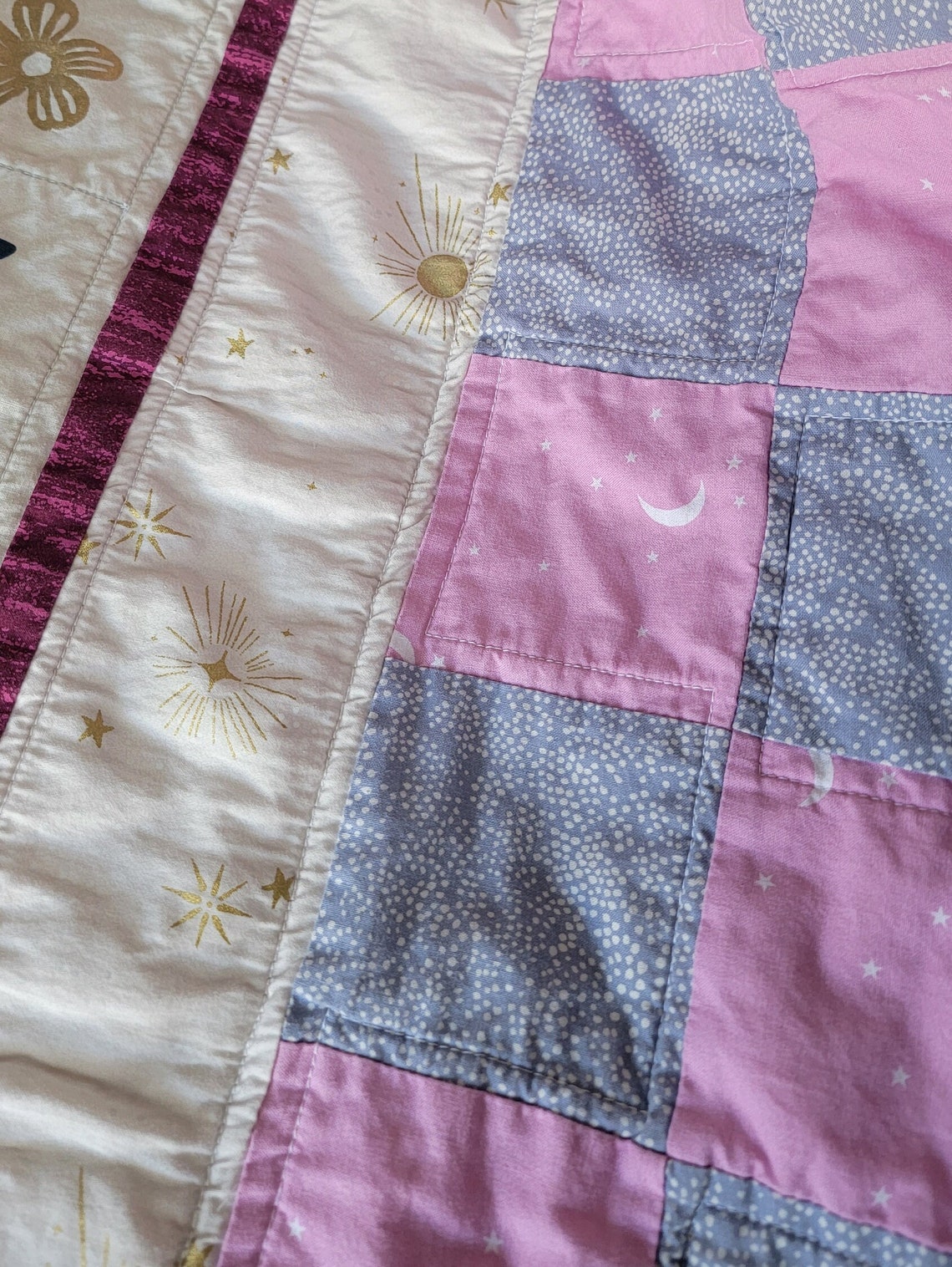 Baby Girl Butterfly Handmade Quilt Sun, Moon & Stars Quilt Modern Baby ...