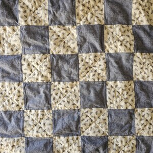 Chambray Blue Checker Bee Pattern Handmade Quilt Gender Neutral Quilt ...