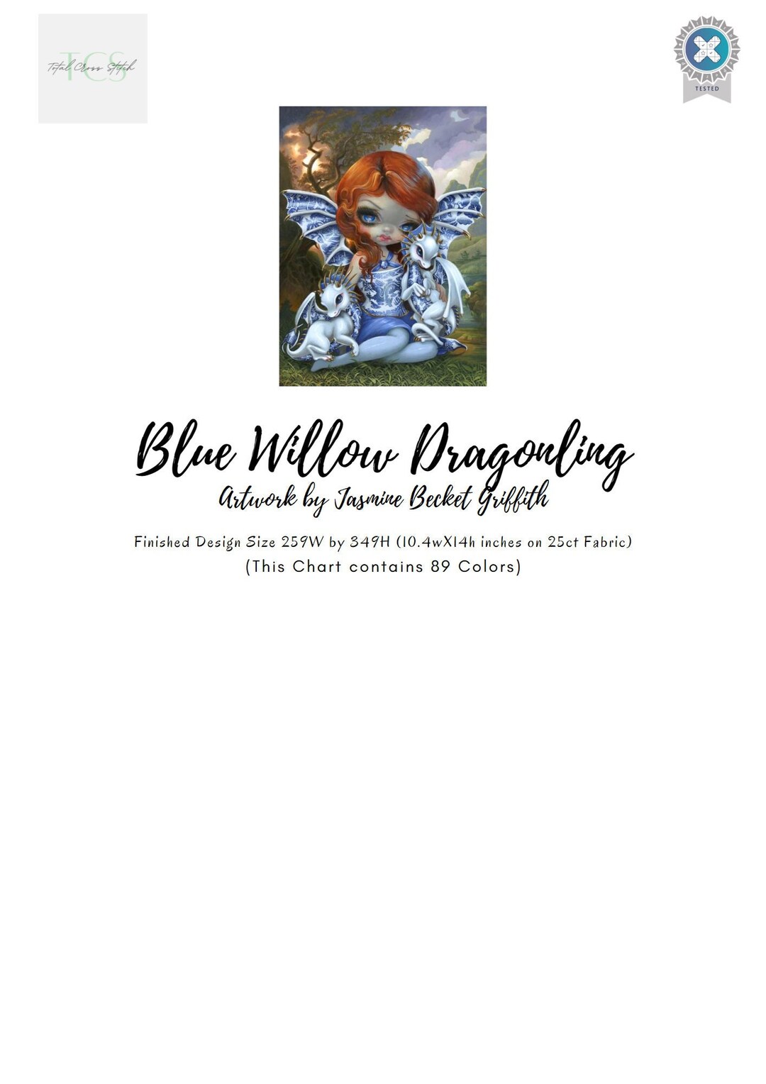 Blue Willow Dragonling by Jasmine Becket Griffith Cross Stitch Pattern ...