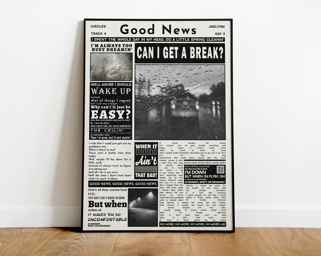 Newspaper Style Poster, Good News Circles, Wall Decor Digital Download ...