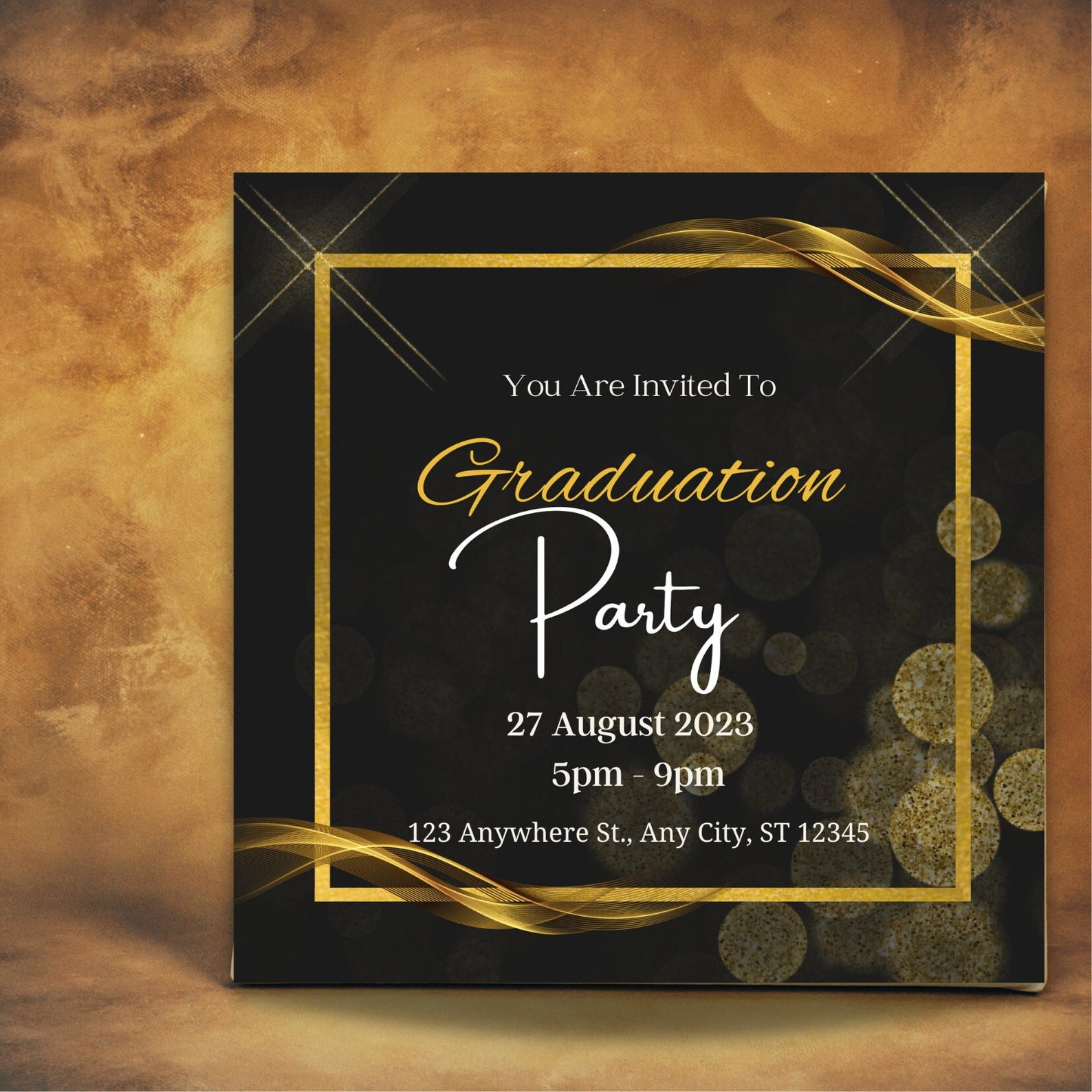 Black and Gold Graduation Invitation Template, 100% INSTANT ...
