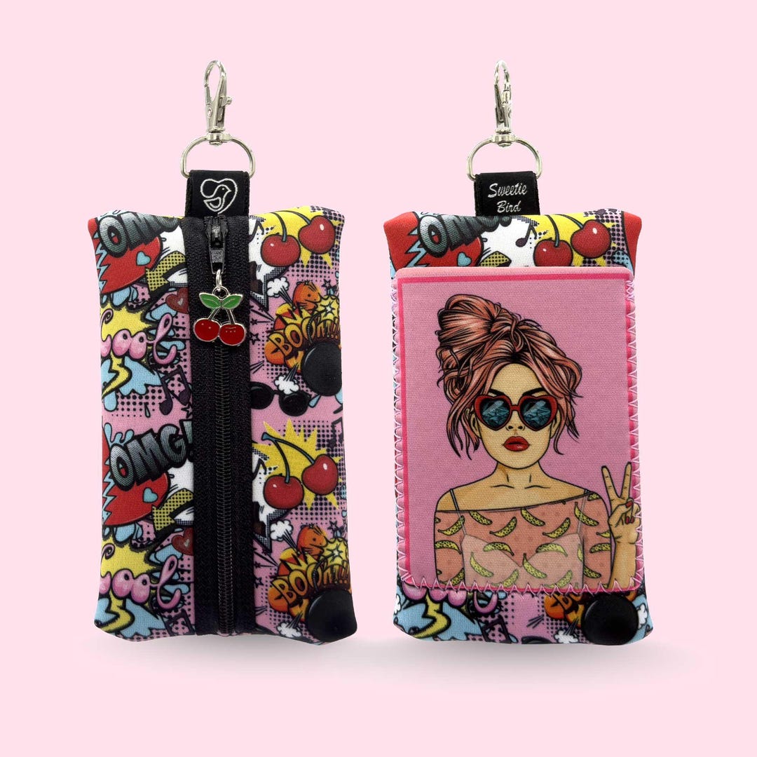Anime-inspired Cherry Bomb Zipper Pouch Wallet With Pocket and Charm ...