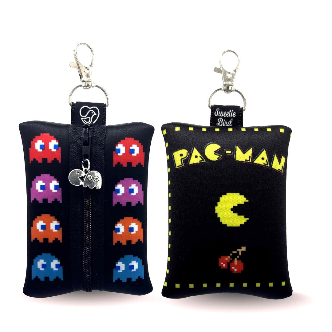 Retro Pac-man Ghost Zipper Pouch With Pocket & Hand-stitched Key Fob ...